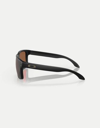 Oakley Holbrook - Eckige, polarisierte Sonnenbrille in Mattschwarz mit verspiegelten braunen Gl&auml;sern