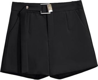 Generic Short d&eacute;t&eacute; d&eacute;contract&eacute; pour femme - Style fin 2025 - Tendance - Pour le bureau - Pantalon large &eacute;lastique taille haute - Pantalon de travail, Noir, XX