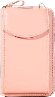 Generic Petit sac à bandoulière pour téléphone, portefeuille pour femme, en cuir PU, couleur unie, sac à main décontracté pour cartes de courses, rose, 11x4x1