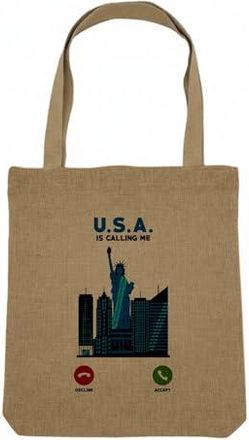 Fabulous Sac Shopping Tote Bag Aspect Lin - USA Is Calling Me New York Architecture Travel - Sac de Courses Toile Epaisse 360g Beige Naturel Cabas Port&eacute; Epaule
