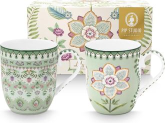 Pip Studio Lily&Lotus Light Green Becher Small 145ml Set2