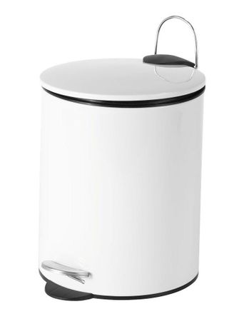 Sanwood Sanwood wei&szlig; Treteimer Maurice flachem Deckel, Bad-Abfalleimer 5 Liter, Kosmetikeimer aus Edelstahl, 20.6 x 25.6 x 26.6 cm