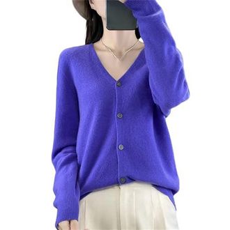 Generic Pull en laine m&eacute;rinos pour femme 100 % tricot col en V Version cor&eacute;enne polyvalente Hiver Cachemire, Wq015 Changchunlan, Taille XL