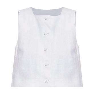 Poss&eacute; Posse - Top Rio en lin - Femme - Tops - Blanc - Taille: 40 FR