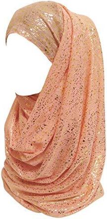 Lina & Lily Châle léger pour femme Hijab musulman à paillettes dorées scintillantes, pêche, taille unique