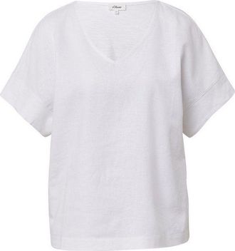 s.Oliver Kurzarmshirt T-Shirt T-Shirt im Fabricmix mit Leinenanteil