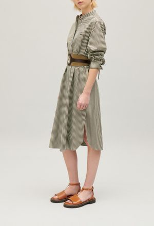Claudie Pierlot Robe longue rayures verte