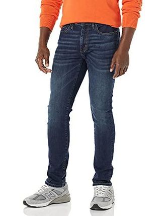 Amazon Essentials Jean Ultra Extensible, Coupe cintrée Homme, Délavé Foncé, 29W / 29L