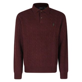 Polo Ralph Lauren Pull Polo en Laine et Cachemire Torsad&eacute; - Homme - Pulls - Brun - Taille: M