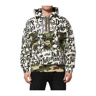 Dolce & Gabbana Camouflage Kapuzenpullover mit DG Mania Print - - Sweatshirts & Hoodies - Herren - Mehrfarbig - M