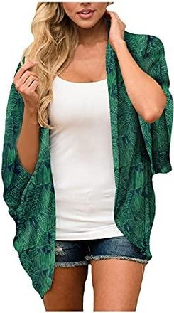 Generic Cardigan floral l&eacute;ger pour femme - Cardigan d&eacute;t&eacute; d&eacute;contract&eacute; ouvert sur le devant - Tendance - Imprim&eacute; - Couverture de plage - Vacances - Voyage - Car
