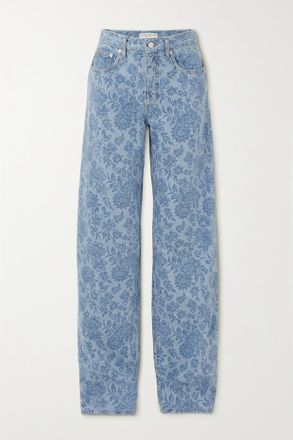 Alessandra Rich Jeans Mit Weitem Bein Und Blumenprint - Blau