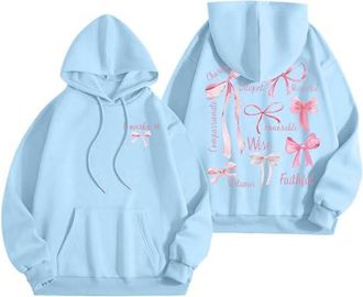 Generic Sweats &agrave; capuche pour femmes, sweats &agrave; capuche &agrave; manches longues, bleu clair, XXL