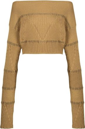 Balmain Femme, Pulls, Brun, Taille: 44 FR Pull en maille &agrave; encolure bateau