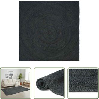 vidaXL Jute Teppich - Bereichsteppiche Quadratisch Dunkelgrau 300 x 300 cm Jute