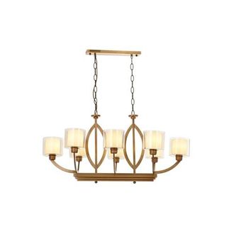 Opviq Elegant Chandelier with Metal Body & Glass Cap, 90 cm Height, 100 cm Width | Cream & Vintage Colors | 8 x E27 Max 40W | Modern Glam Design for Home