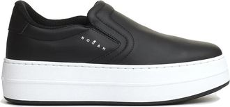 Hogan Low-Top Sneaker - Kyscaper Slipon Leather Black - Gr. 38,5 (EU) - in Schwarz - für Damen