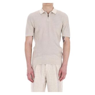 Eleventy Beige Baumwollstrick-Polo mit halbem Rei&szlig;verschluss - - Tops - Herren - Beige - L