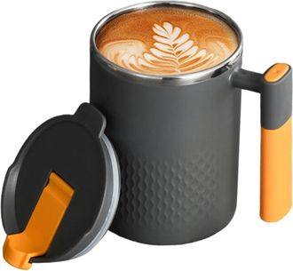 Generic Edelstahl + PP Thermo-Kaffeetasse - 450 ml Tee-Isolierbecher, Kaffeebecher mit Deckel und Griff f&uuml;r Milch, Eiswasser