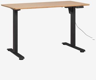 Sklum Elektrisch h&ouml;henverstellbarer rechteckiger Schreibtisch mit Speicherfunktion aus Holz und Eisen Serpi &x2194&xFE0E 120 cm Braun Eiche