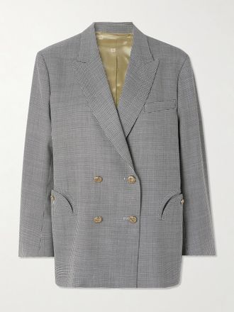 Blaz&eacute; Milano Regal Nightbreak Doppelreihiger Blazer Aus Wolle Mit Hahnentrittmuster - Grau