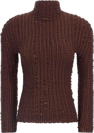 Issey Miyake Pull Col Rond - Marron
