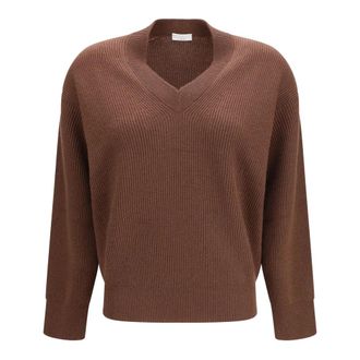 Brunello Cucinelli Pullover mit V-Ausschnitt - - Knitwear - Damen - Braun - L