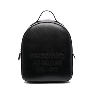 Emporio Armani Embroidered Logo Backpack - - Bags - Damen - Schwarzk - ONE SIZE