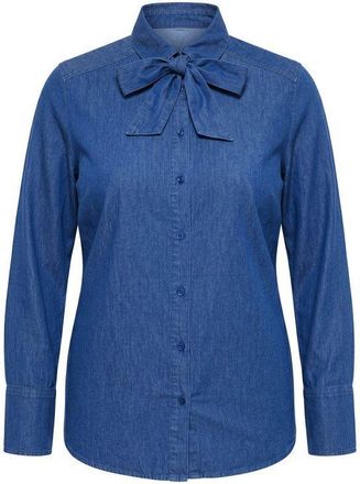 Ulla Popken Longbluse Jeans-Schluppenbluse Hemdkragen Langarm