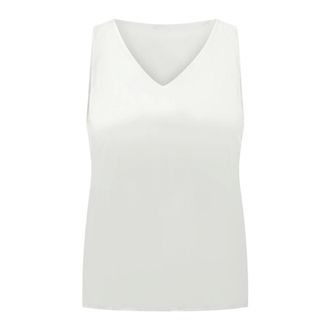 Emporio Armani Femme, Blouses et Chemises, Blanc, Taille: 36 FR Top col en V en satin de soie