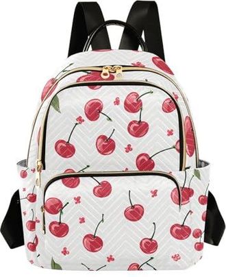 Mnsruu Mini sac à dos pour femme, rouge cerise, baie, fruits, feuilles, petit sac à dos tendance pour femme, sac à dos décontracté, Multi409, S