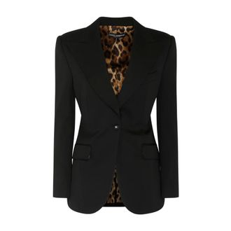 Dolce & Gabbana Femme, Vestes, Noir, Taille: 38 FR Blazer noir &agrave; un bouton