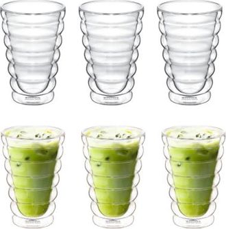 Wilmax England Wilmax - Verres thermiques Bubble - 250 ml - Lot de 6 - Verres &agrave; double paroi pour eau, th&eacute;, caf&eacute; - Verres pour boissons chaudes et froides - Verres &agrave;