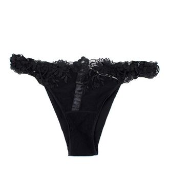 La Perla Zephyr Brazilian Brief in black Lycra with embroidered tulle Size M