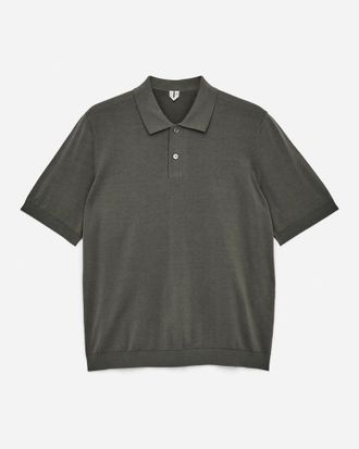 Arket Poloshirt Aus Baumwolle Und Seide -Gr&uuml;n