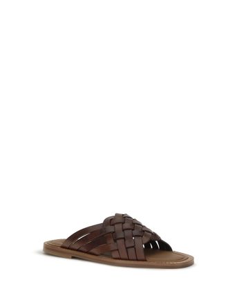 Miu Miu Womens Leather Sandals Brown Calf