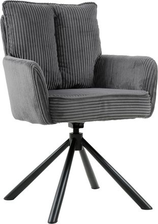 CARRYHOME Armlehnstuhl, Schwarz, Dunkelgrau, Metall, Textil, Drehkreuz, 61x90x67 cm, Bsci, Stoffauswahl, Sitzfl&auml;che 360&deg; drehbar, inklusive Armlehnen, Esszimmer