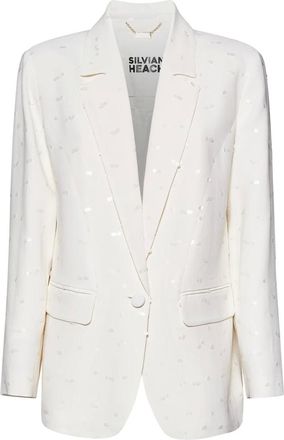 Silvian Heach Femme, Vestes, Blanc, Taille: 40 FR Decorated Surface Blazer