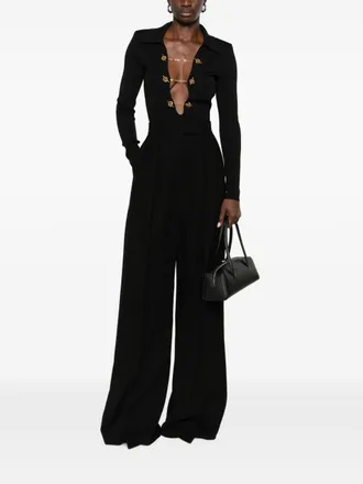 Elisabetta Franchi Gold-Chain Toggle Bodysuit - Black