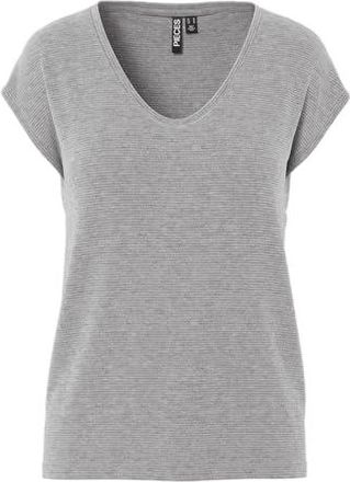Pieces Pcbillo Tee Lurex Stripes Noos Femme T-shirt, Gris (Light Grey Melange Detail:lurex Grey), XL