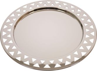 Alessi KK23 48cm Durchmesser Rundes Tablett mit durchbohrter Kante Edelstahl Silber