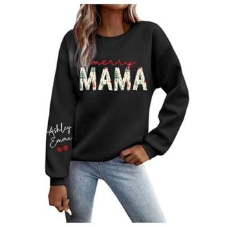 Generic Pull de Noel Femme Pull de Noël Moche Sweatshirt Décontracté pour Femme Imprimé de Lettres de Noël Col Rond Manches Longues Coupe Ample sans Capuche