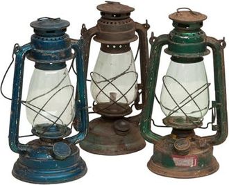 Biscottini International Alte Öllaterne aus Metall L15,5 x PR15,5 x H32,5 - Mitteldecke - Wohnkultur - Shabby Laterne - Camping