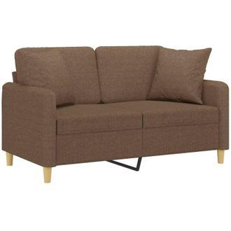 vidaXL 2-Sitzer-Sofa mit Zierkissen Braun 120 cm Stoff Vidaxl