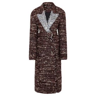 Paco Rabanne Lila Woll-Boucl&eacute;-Paillettenmantel - - Coats - Damen - Mehrfarbig - S