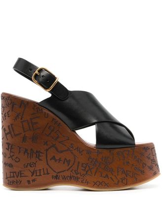 Chloé sandales compensées Maxime 130 mm - Noir