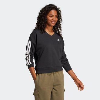adidas Sweatshirt ESSENTIALS 3-STREIFEN FRENCH TERRY V-AUSSCHNITT