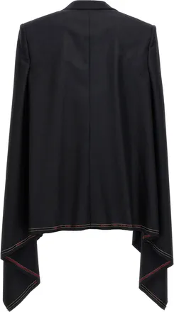 Junya Watanabe Wool with Seamed Hem Cape - Black