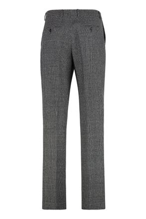 Celine Mens Prince Of Wales Checked Trousers Black Wool