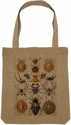 Fabulous Sac Shopping Tote Bag Aspect Lin - Araigne Insecte Gravure Ancienne Dessin Biologie - Sac de Courses Toile Epaisse 360g Beige Naturel Cabas Port&eacute; Epau